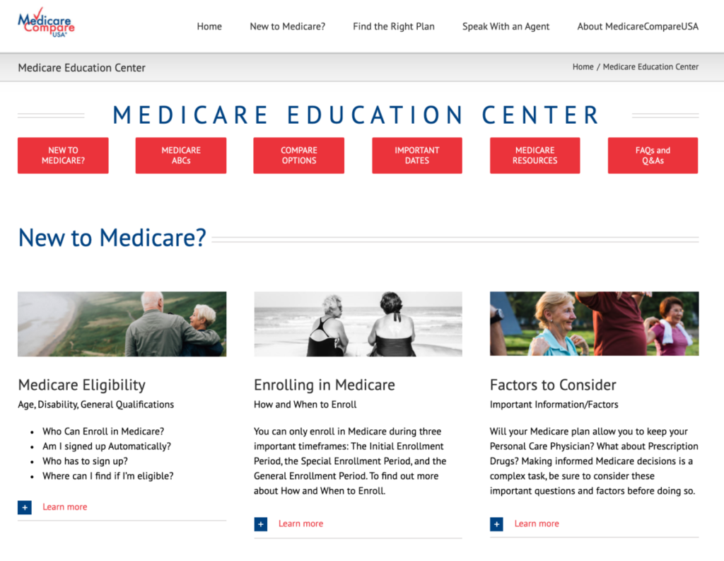New Medicare Education Center Now Available Through MedicareCompareUSA ...